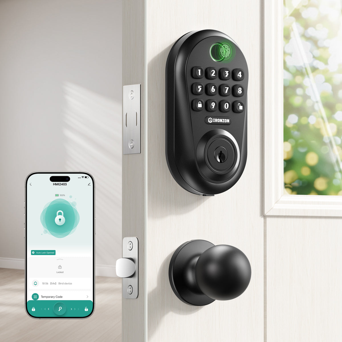 350Y Keyless Entry Door Lock Deadbolt with Knob Set with Fingerprint,